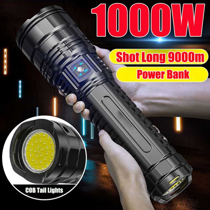 4KM spotlight lampu suluh led torch light rechargeable super bright flashlight 100000lm lampu ...