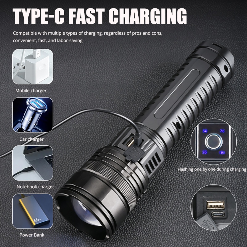 4KM spotlight lampu suluh led torch light rechargeable super bright ...
