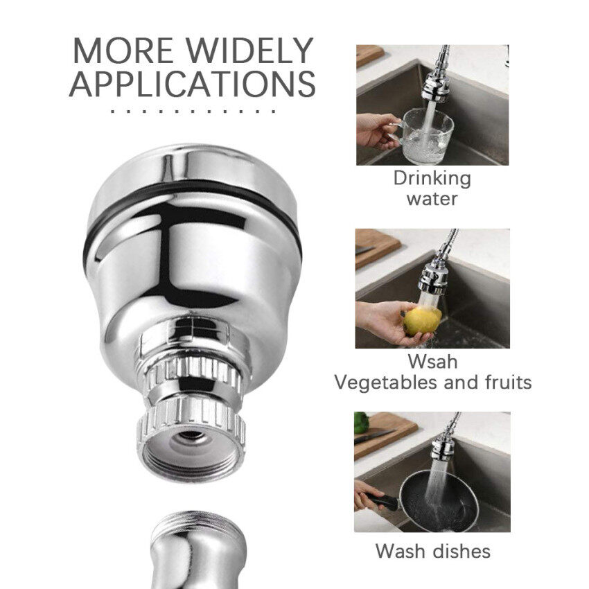 3 Modes Movable Tap Kitchen Faucet Head 360° Rotatable Faucet Sprayer ...