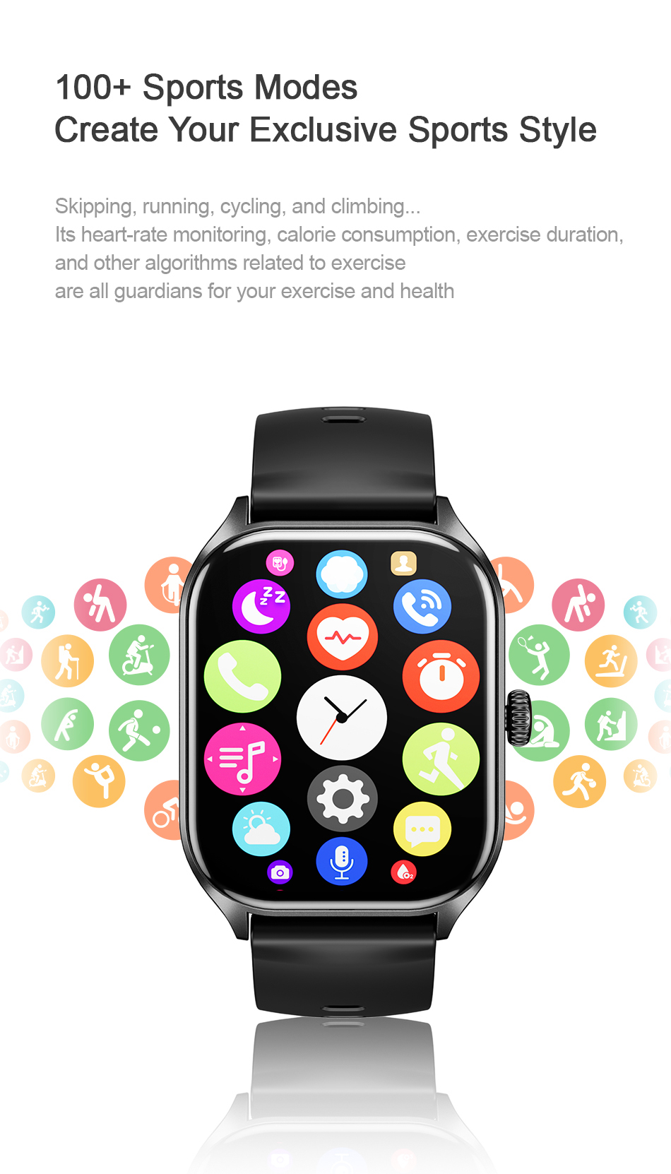 Awei H21 Smart Watch 2.01" HD Screen Heart Rate SpO₂ Health Monitoring ...