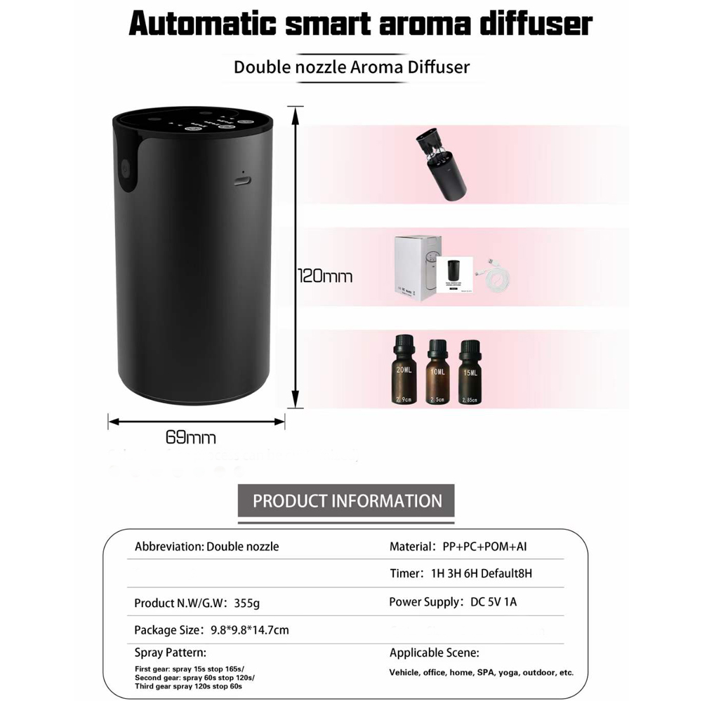 Portable Waterless Essential Oil Nebulizing Diffuser Rechargeable Dual ...