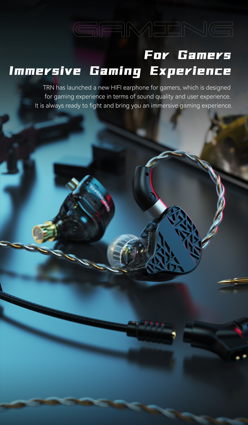 TRN Mars Hifi In-Ear Gaming Earphone Triple Hybrid 1DD + 1BA ...