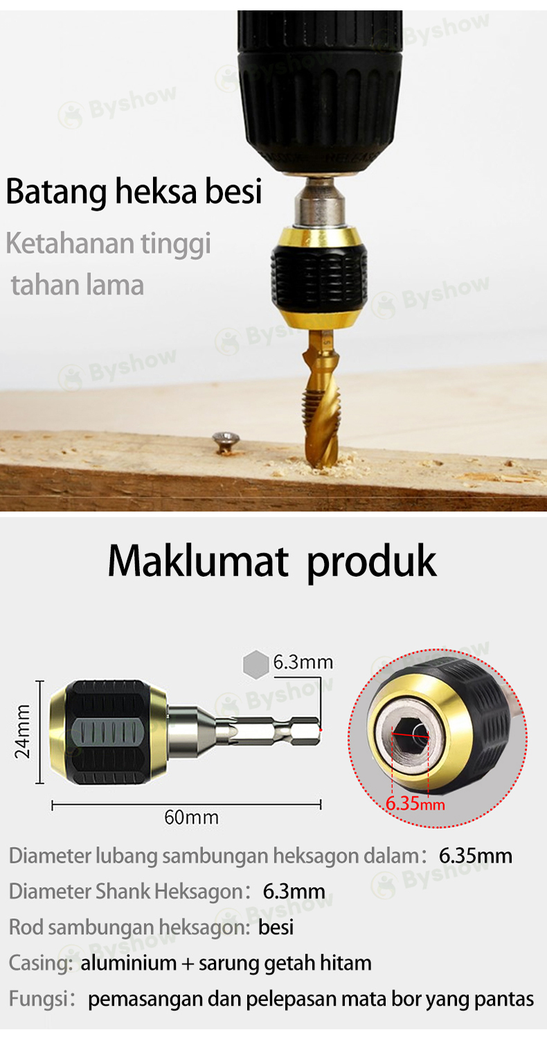 【Byshow】🔥Malaysia In Stock🔥60mm Keyless Drill Chuck Adapter Replacement ...