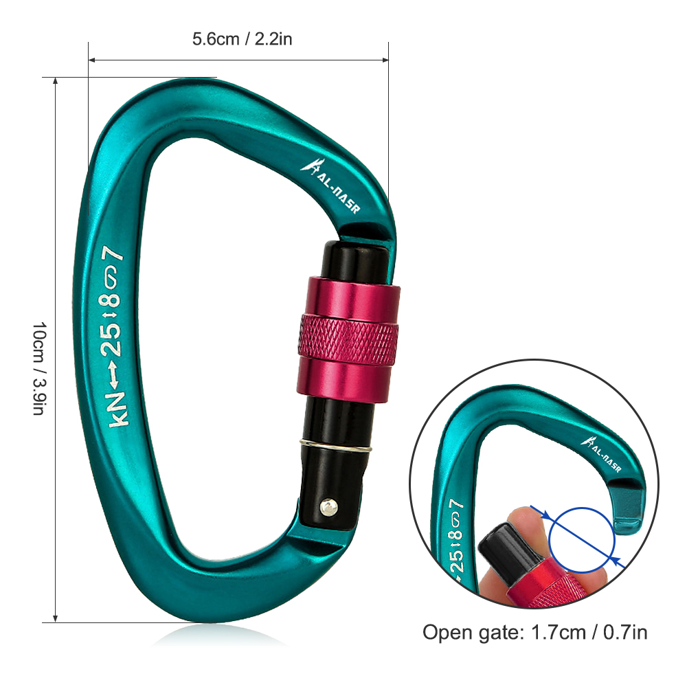 [Lixada Mall] 25KN Professional Climbing Carabiner Screw Locking Gate Carabiner Heavy Duty D ...