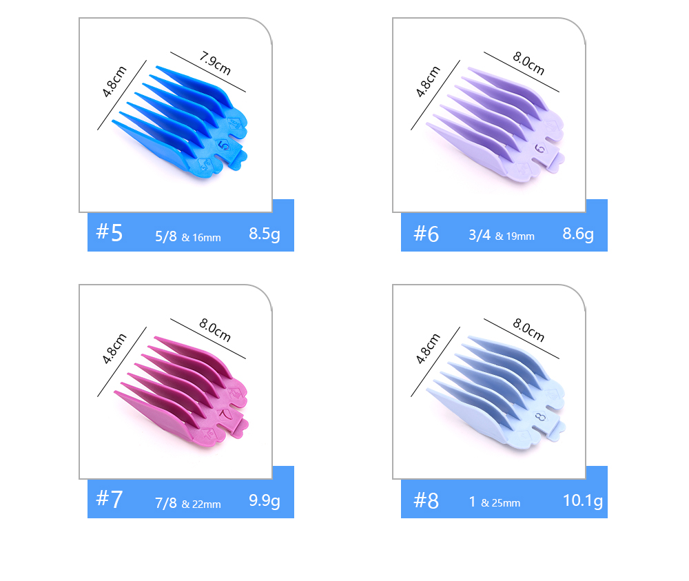 10 packUniversal Limit Comb Set 1.5-22MM Size Clipper Hair Salon Tool ...