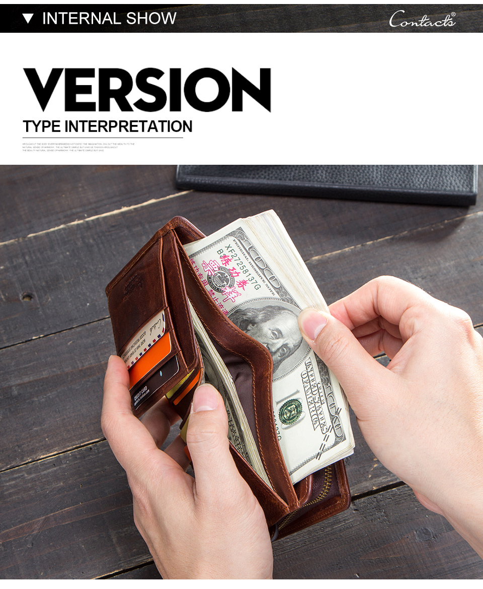CONTACT'S Genuine Leather RFID Men's Wallet with Coin Purse Men's Card ...
