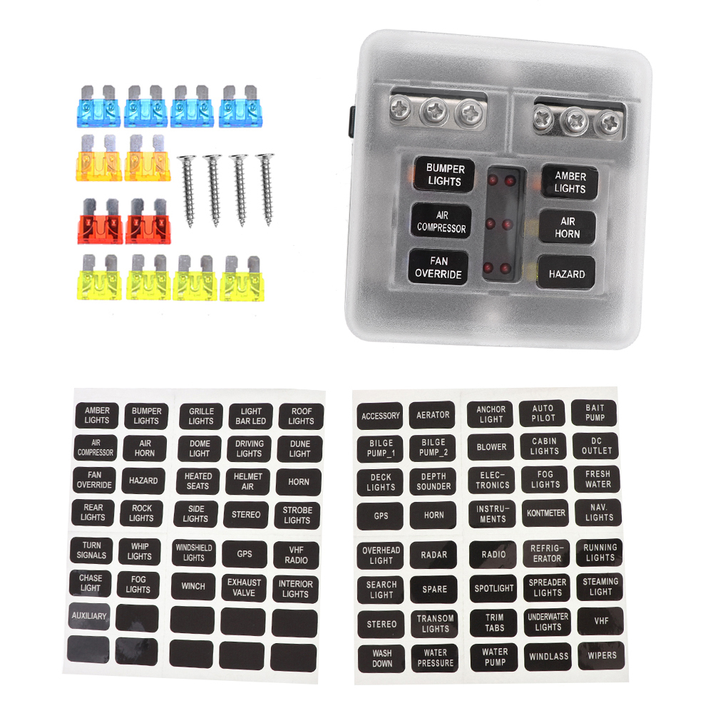 Auto 6 Way 12 Way Fuse Box Plastic Cover Blade 12V 32V Fuse Holder RV ...