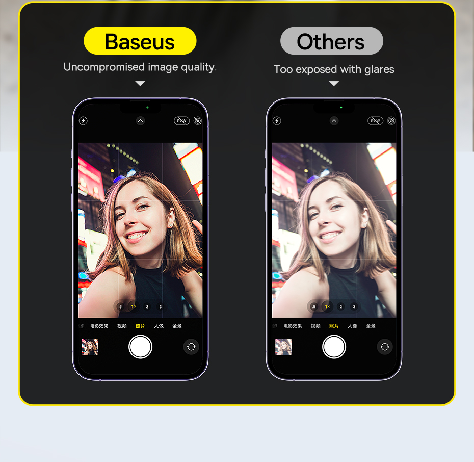 Baseus 2Pcs Camera Lens Protector For iPhone 15 Pro Max Tempered Glass ...