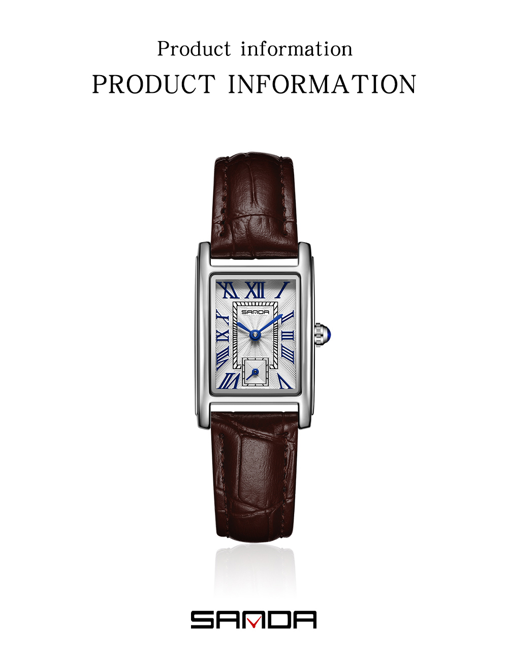 SANDA Brand Luxury Fashion Elegant Design Rectangle Dial Women Watches ...