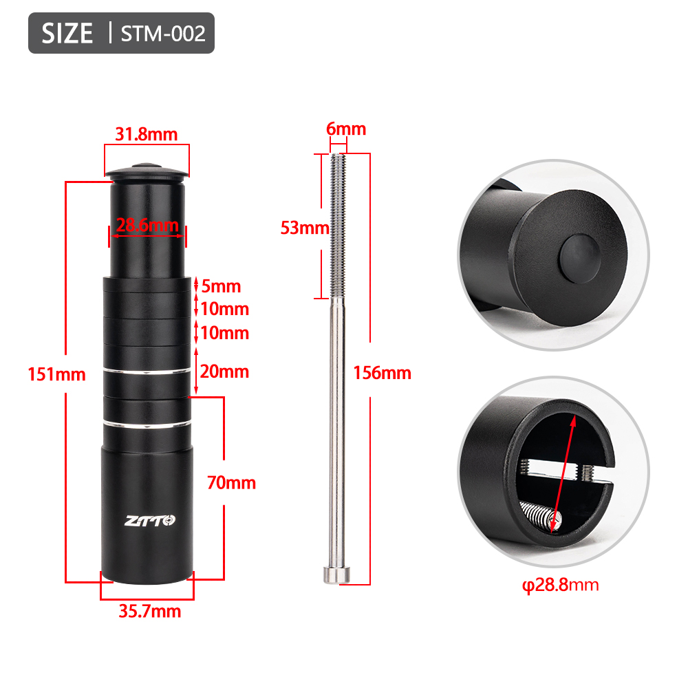 ZTTO Bicycle Fork Stem Height Extender Aluminum Alloy MTB Road Bike ...