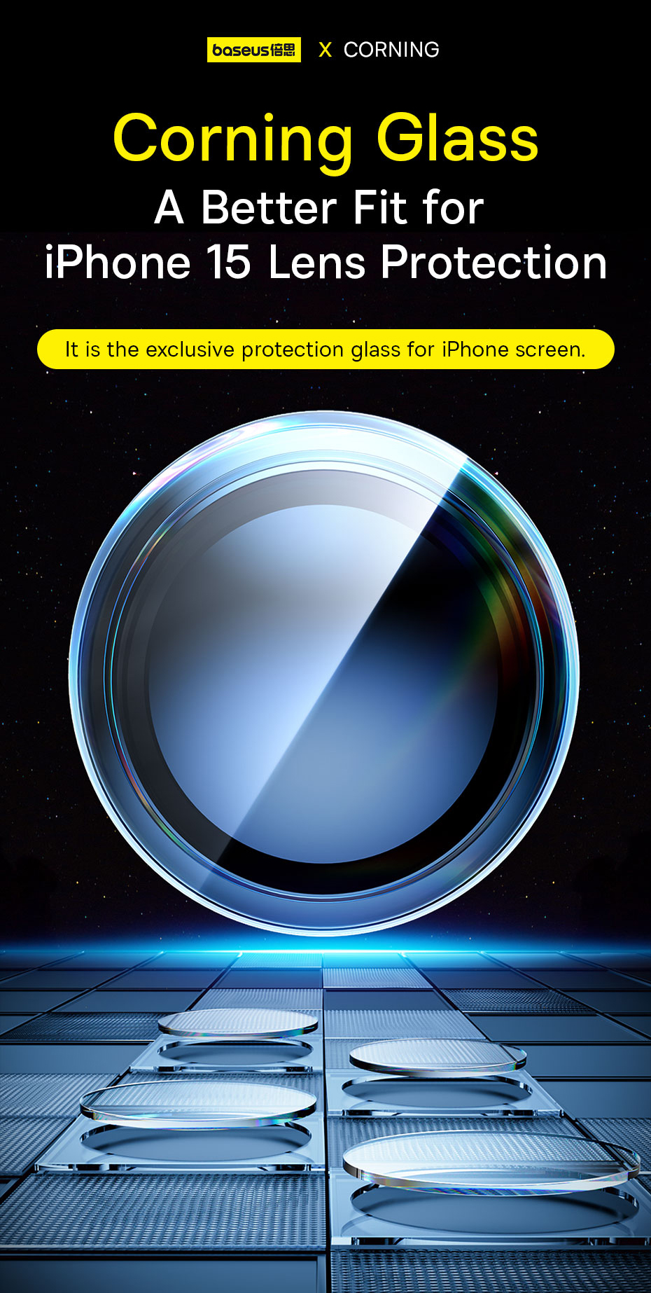 Baseus Camera Lens Protector for iPhone 15 Pro Max Full Corning Lens ...