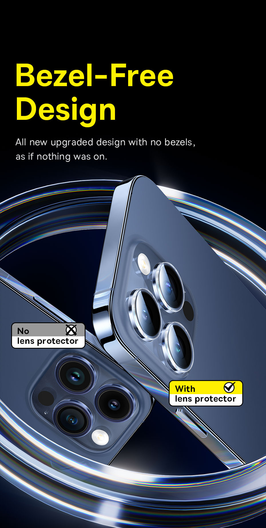 Baseus Camera Lens Protector for iPhone 15 Pro Max Full Corning Lens ...
