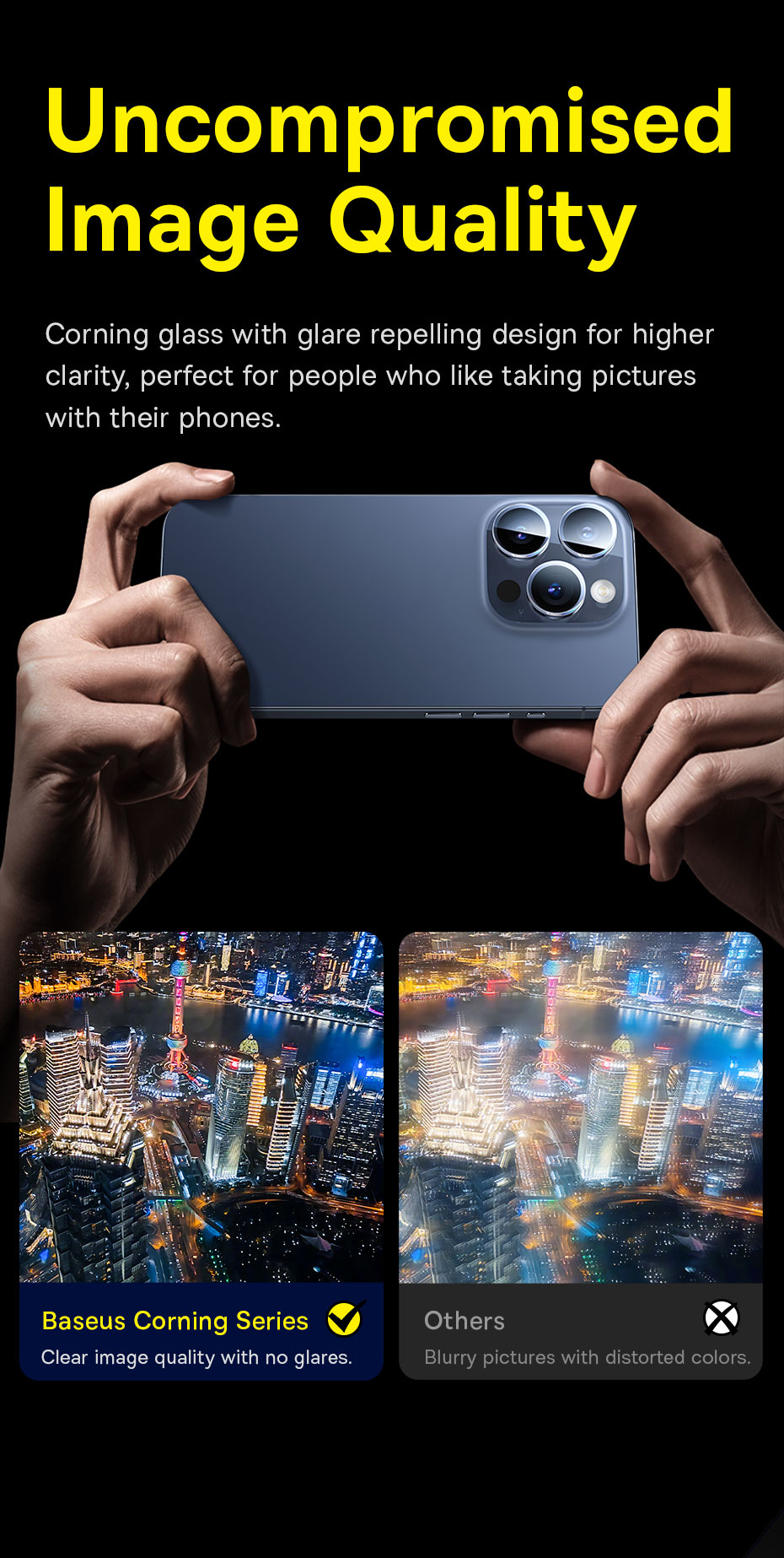 Baseus Camera Lens Protector for iPhone 15 Pro Max Full Corning Lens ...
