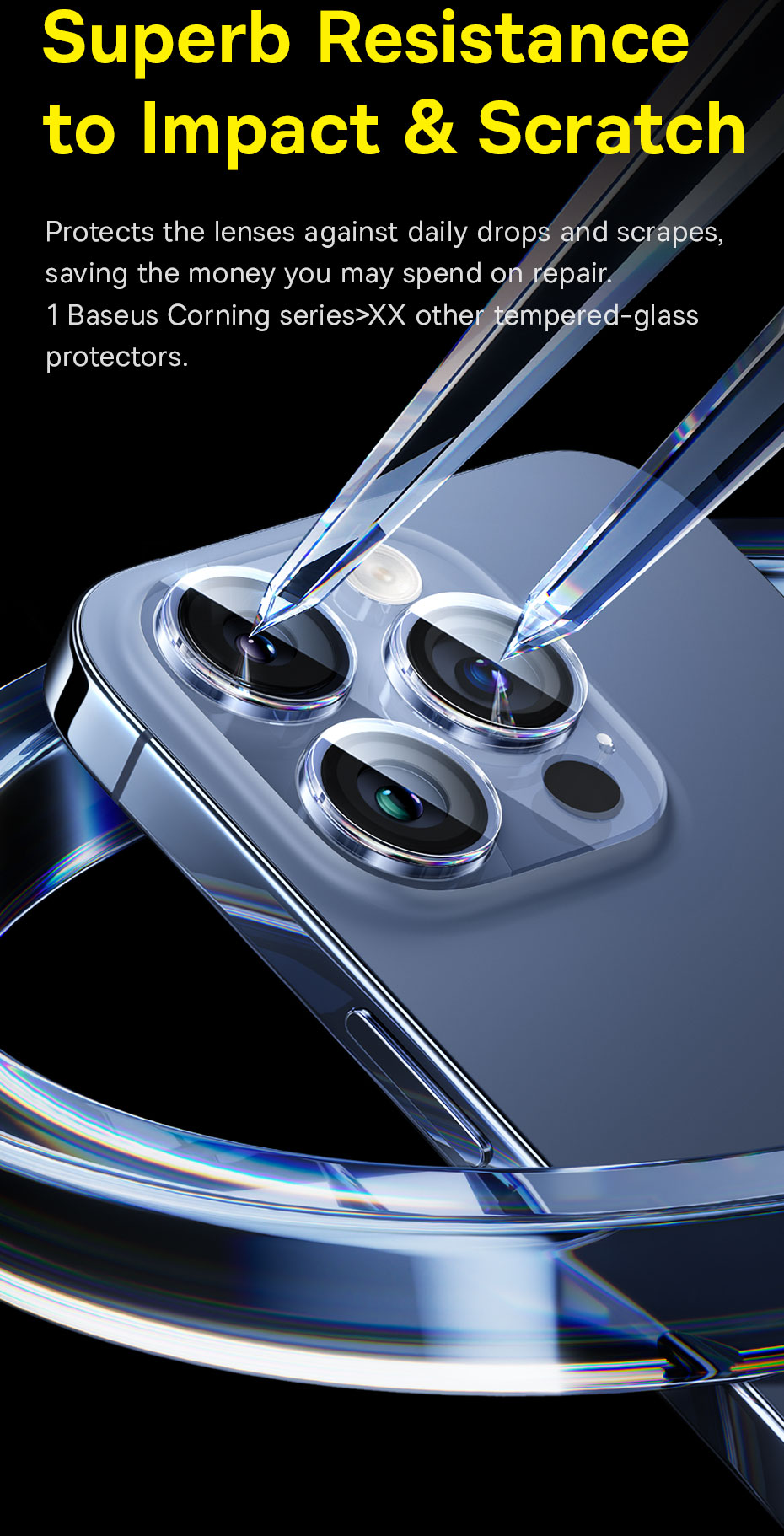 Baseus Camera Lens Protector for iPhone 15 Pro Max Full Corning Lens ...