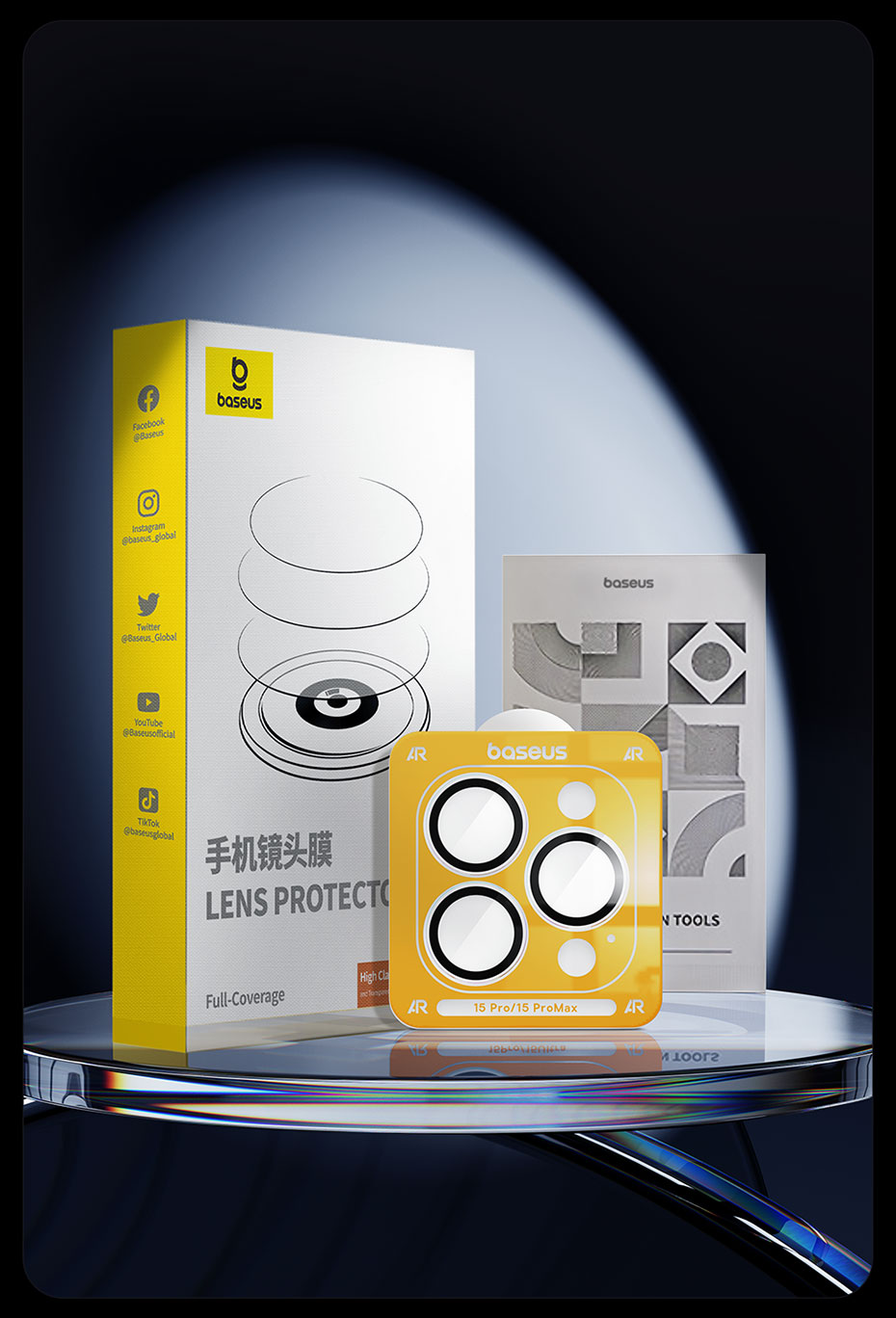 Baseus Camera Lens Protector for iPhone 15 Pro Max Full Corning Lens ...