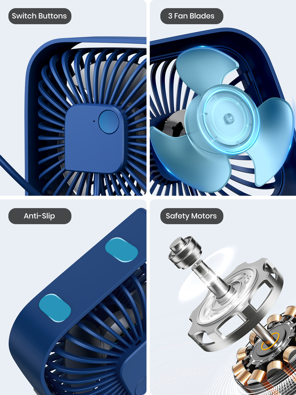 TOPK K50 USB Desk Fan Adjustable Mini Small Fan Handy Desk Home Office ...