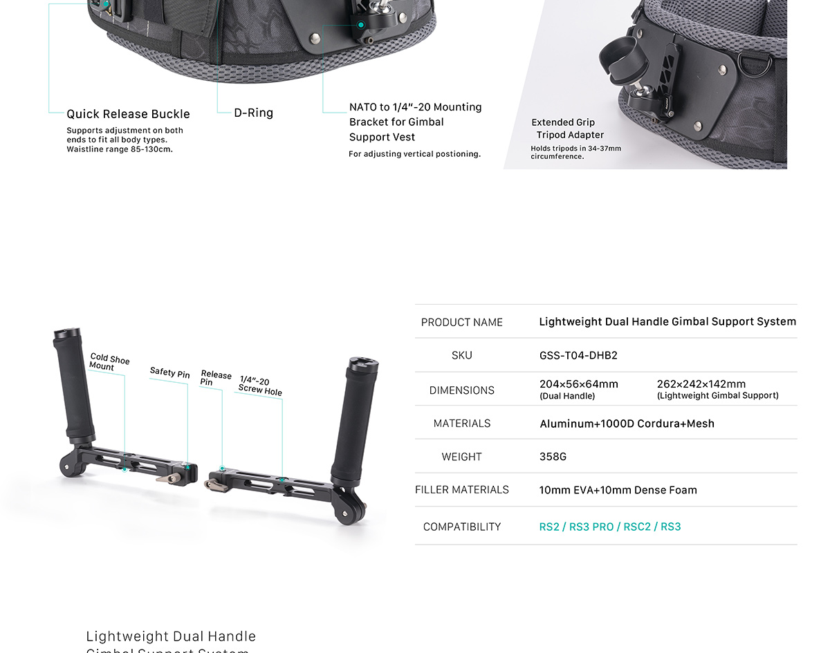 TILTA GSS-T04-DHB2 Lightweight Dual Handle Gimbal Support System Float ...