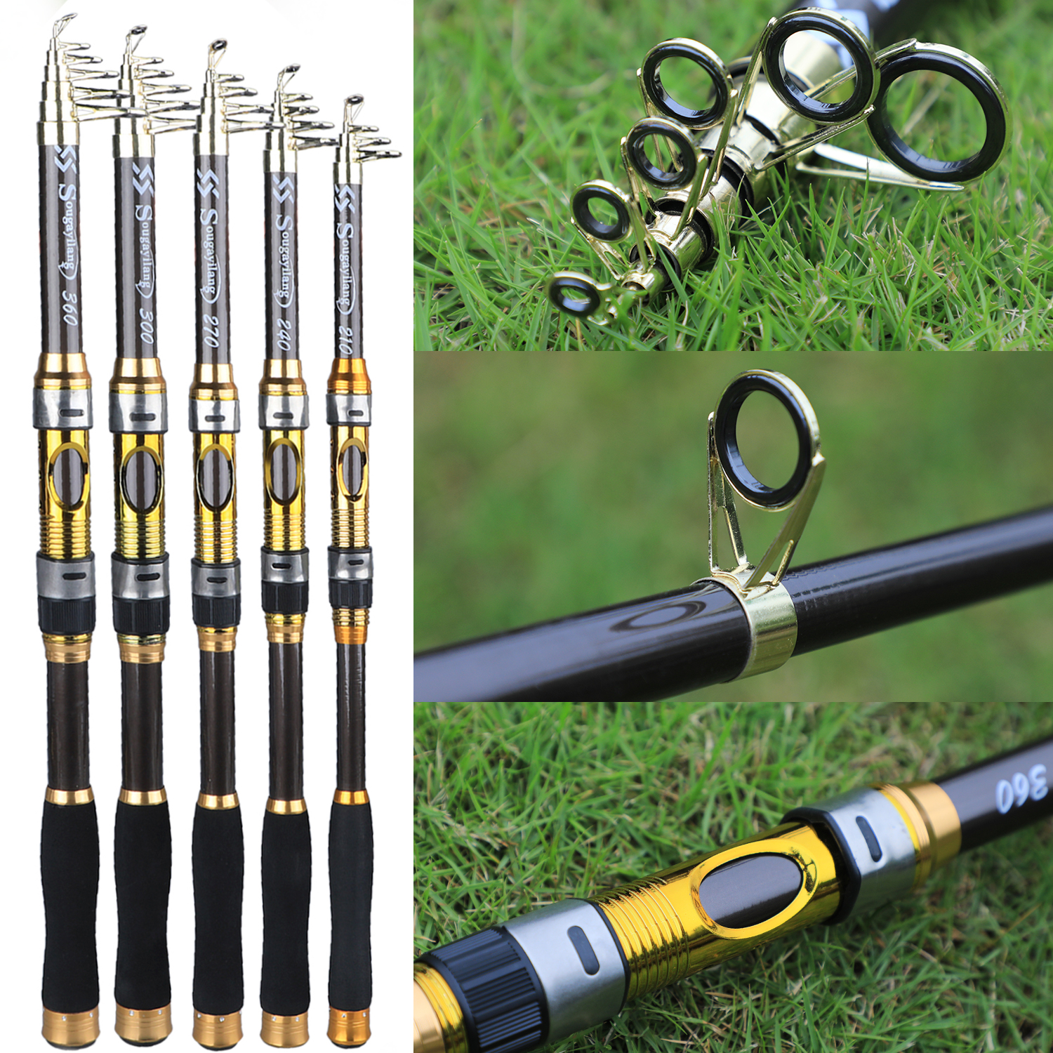 Spinning Fishing Rod Ultralight Carbon Fiber Portable Telescopic ...