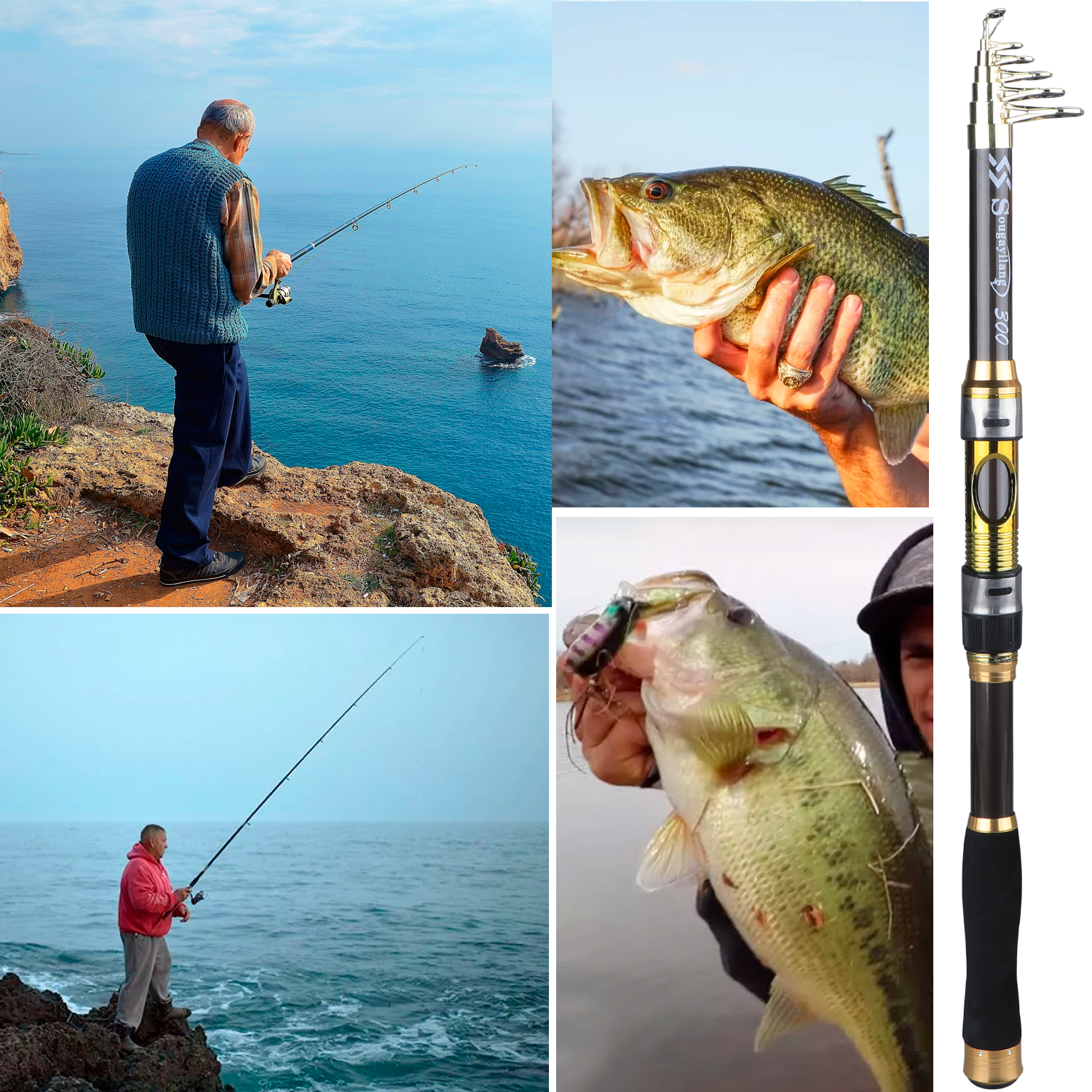 Spinning Fishing Rod Ultralight Carbon Fiber Portable Telescopic ...