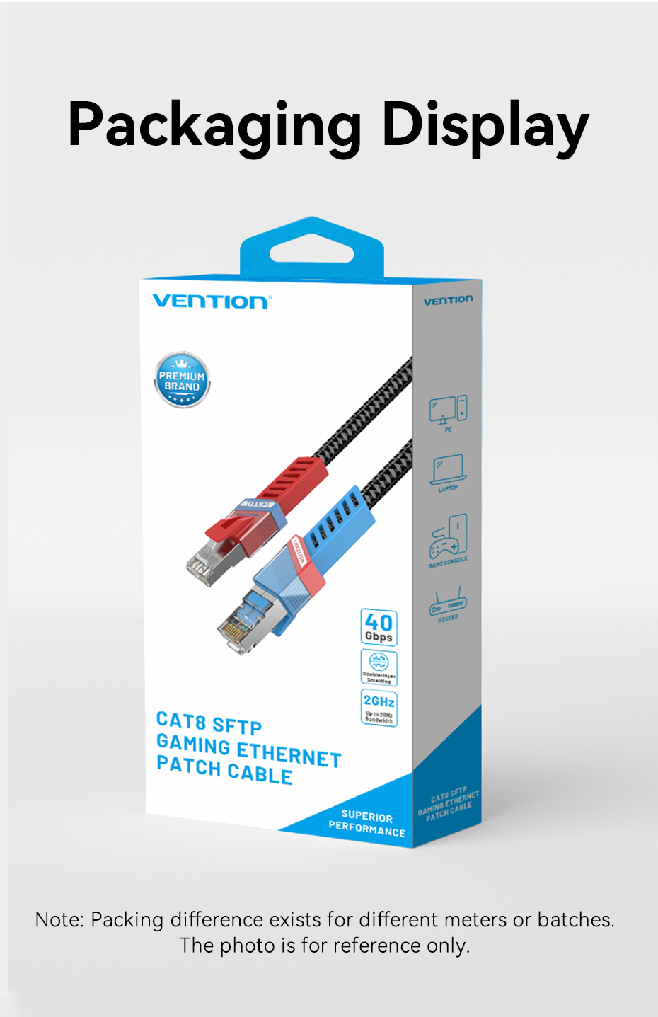 Vention Cat 8 Ethernet Cable High Speed 40Gbps Gold Plated RJ45 ...