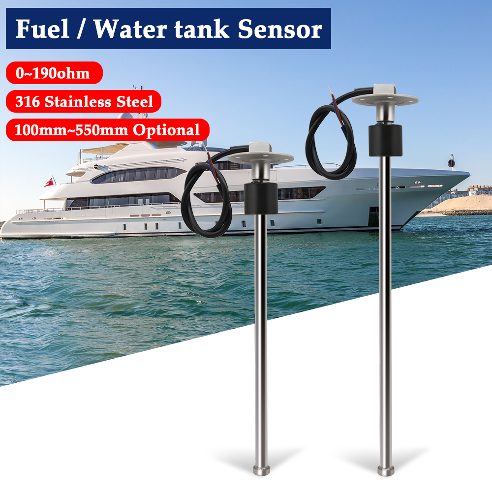 100-550mm 0-190Ohm Fuel Float Sensor + Fuel Level Gauge 7 Color LED ...