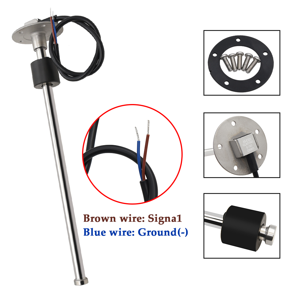 100-550mm 0-190Ohm Fuel Float Sensor + Fuel Level Gauge 7 Color LED ...
