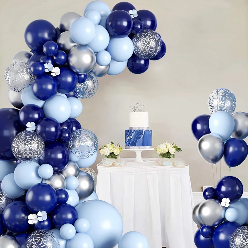 99pcs Maka Blue Silver Balloon Confetti Balloons Garland Arch Kit For ...