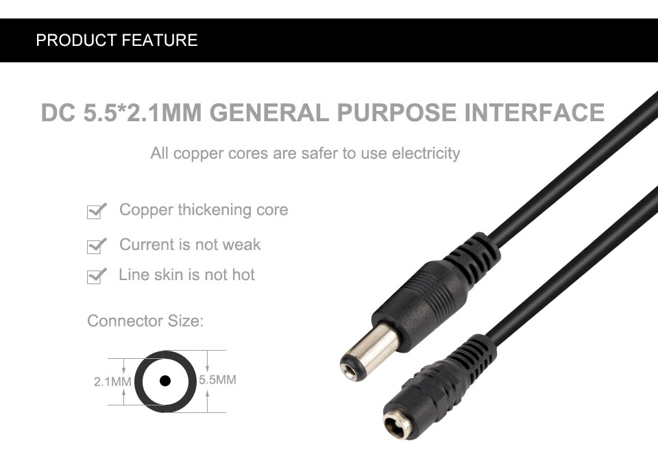 DC Power Splitter Plug Cable 5.5mmx2.1mm 1 To 2/3/4/5/6/8 Way,5V to 24V ...