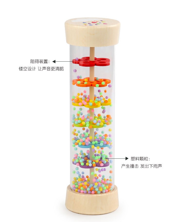 Wooden Rainstick Rainbow Rainmaker Toy Rhythm Instrument and Rattle for ...
