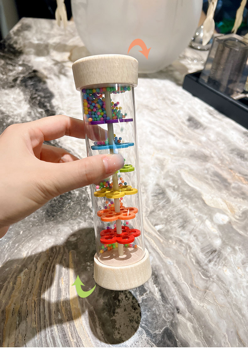 Wooden Rainstick Rainbow Rainmaker Toy Rhythm Instrument and Rattle for ...