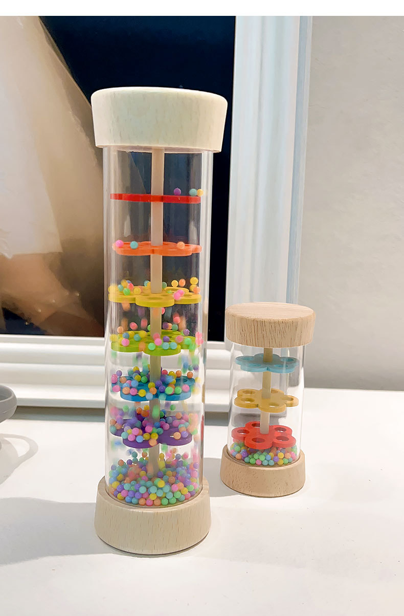 Wooden Rainstick Rainbow Rainmaker Toy Rhythm Instrument and Rattle for ...
