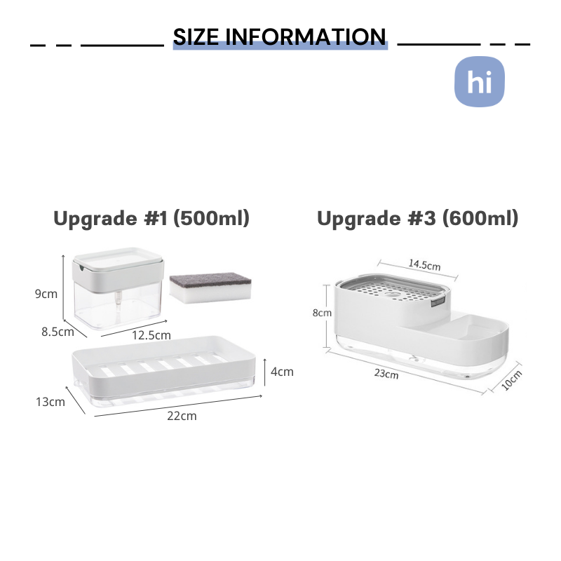 HI HOMES Japanese Kitchen Detergent Press Type Liquid Outlet Box Upgraded 2 in 1 Soap Dispenser ...