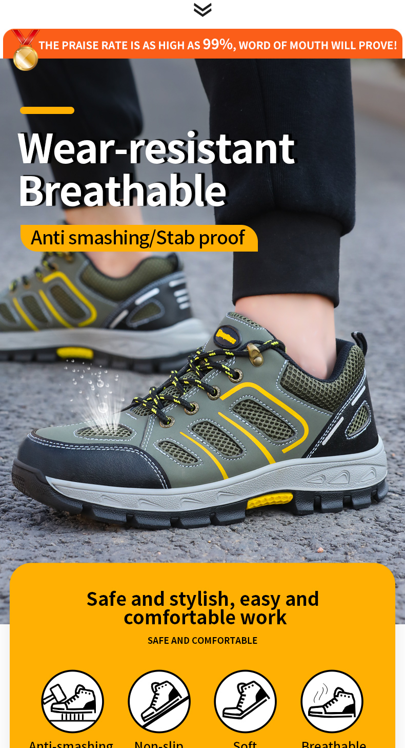 GUYISA safety shoe steel toe Climbing shoes Anti impact protection sole ...