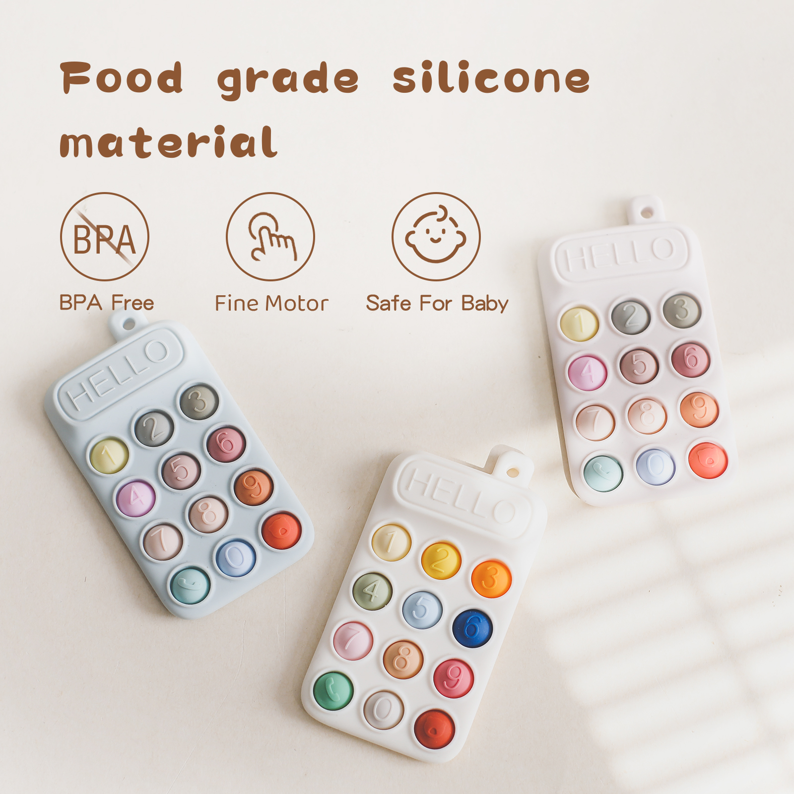 Mamimamihome Baby 100% Food-Grade Silicone Teether Toy Phone Shape ...