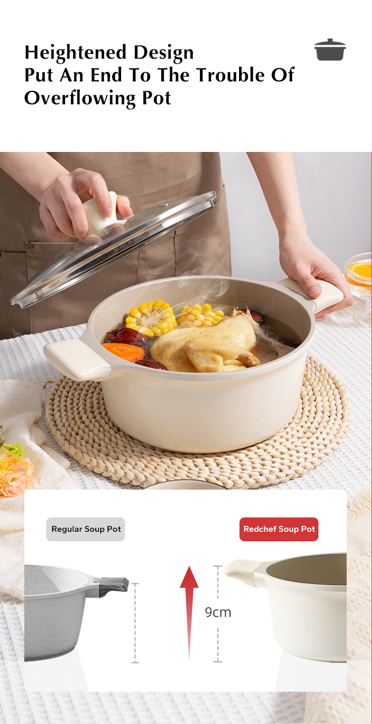 Redchef Nonstick Ceramic Rock Casserole Soup Pot Die-Cast with Lid 20 ...