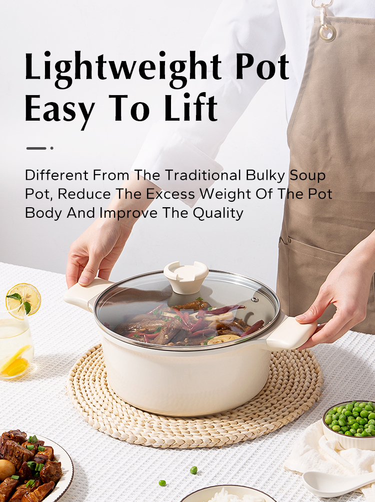 Redchef Nonstick Ceramic Rock Casserole Soup Pot Die-Cast with Lid 20 ...