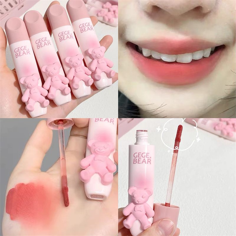 Abpopa Gege bear Light and Long-lasting Air Mist Matte Lip Glaze 6 Colors | Shopee Malaysia