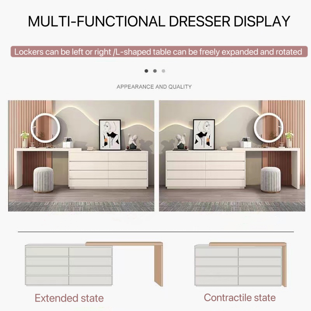 Vanity Table With Storage Cabinet Dressing Table With Chest Drawer 4 ...