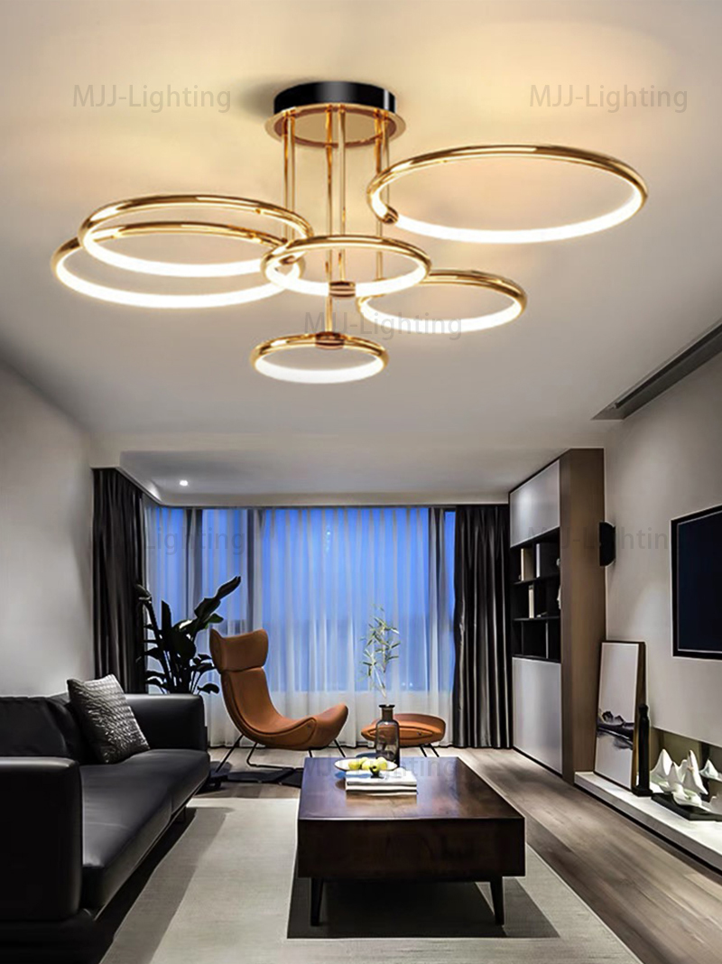 Dining Room Chandelier Modern Bedroom Lamp Decorative Light Round Table Bar high ceiling light ...