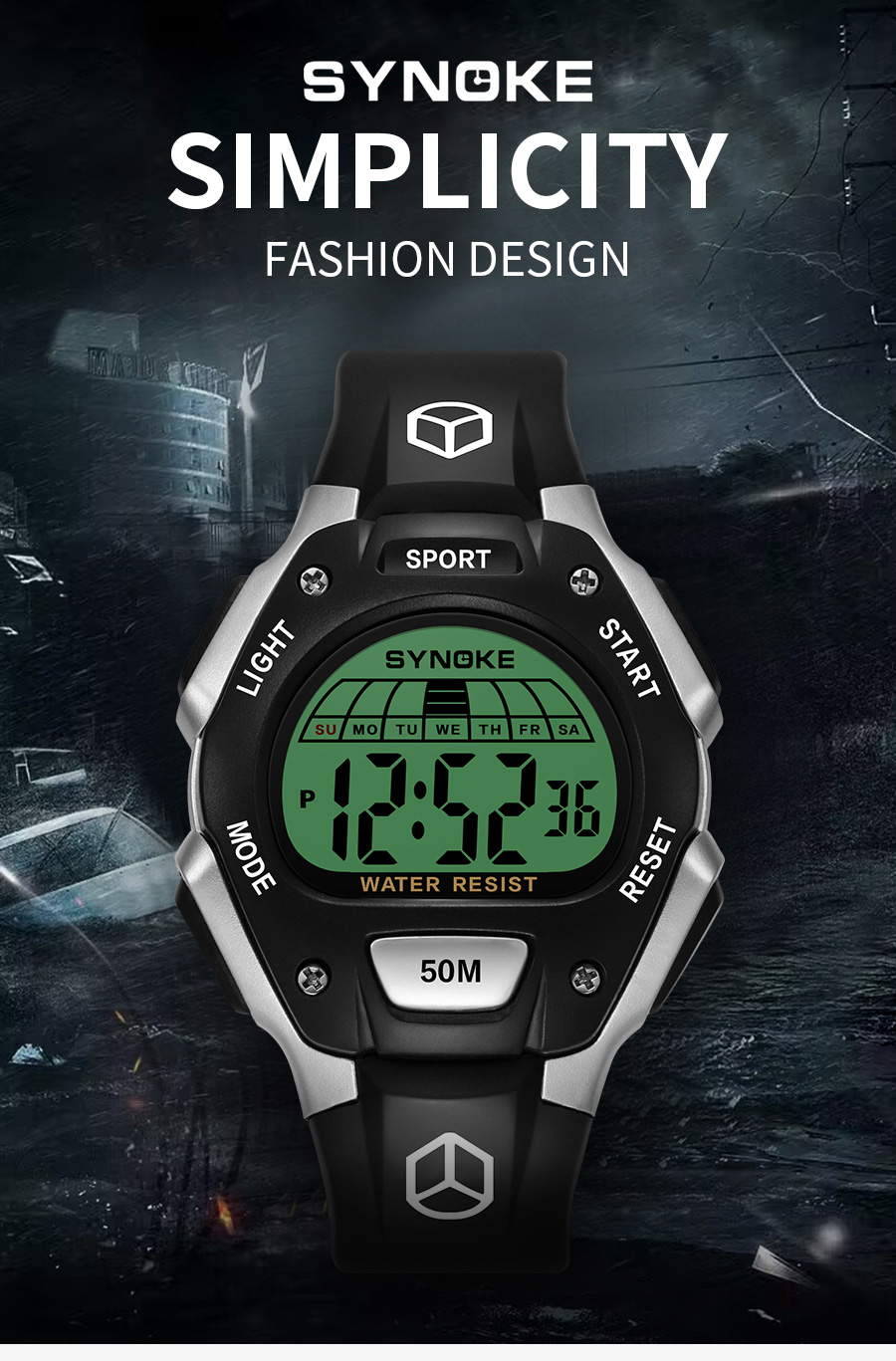 Men Watch Waterproof Sports Digital Watch LED Display Watch | Shopee ...