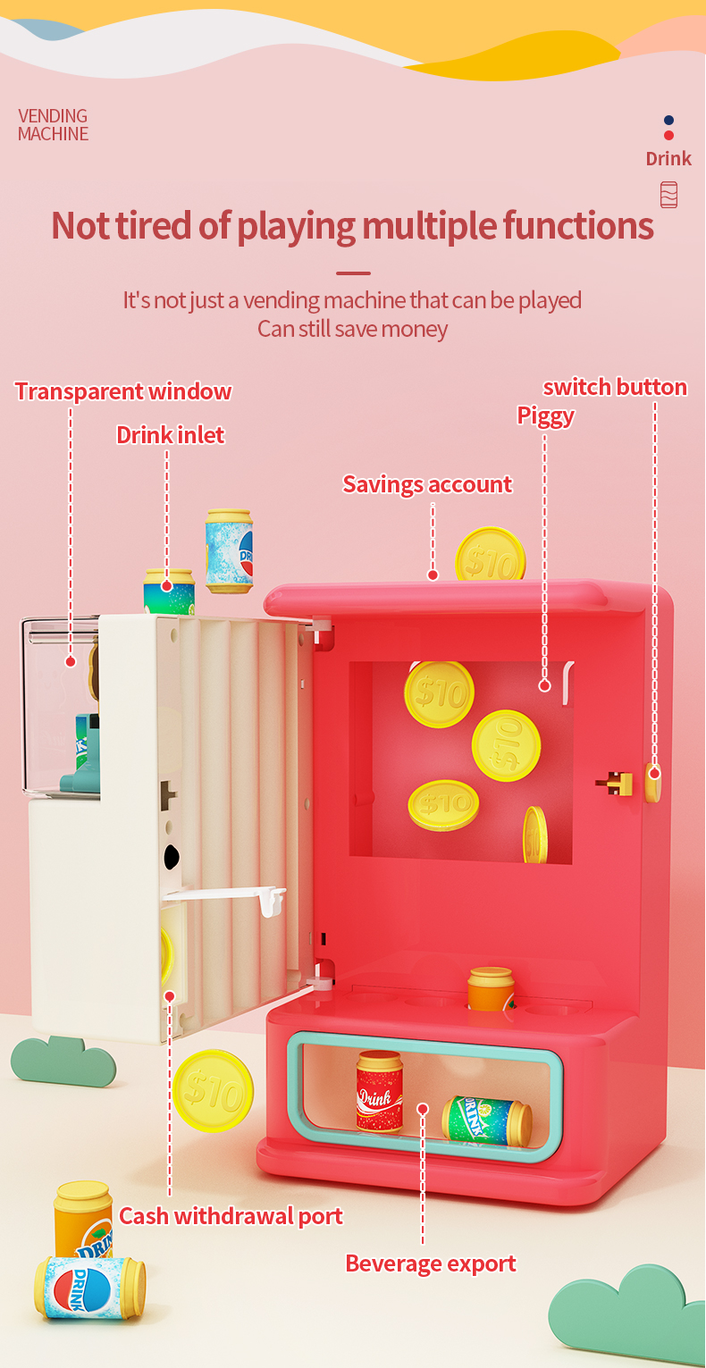 Yimi 25Pcs Children's Vending Machine Toys Automatic Beverage Vending ...