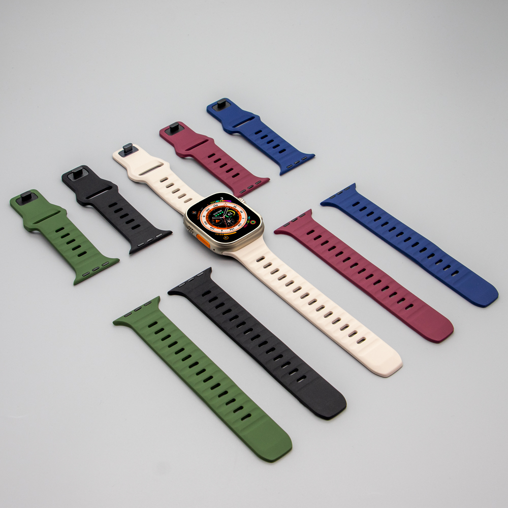 Silicone Strap For iWatch Ultra 2 49mm iWatch Series 9 8 7 SE 6 5 4 3 2 ...