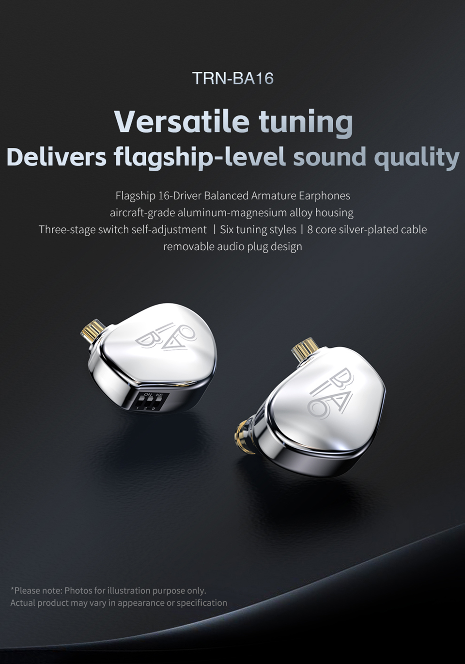 TRN BA16 32BA Driver Unit In Ear Earphone Balanced Amarture HIFI Wired ...