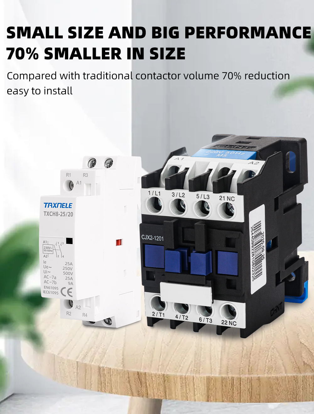 2P 25A 220V/230V 50/60HZ Din rail Household ac Modular contactor 2NO ...