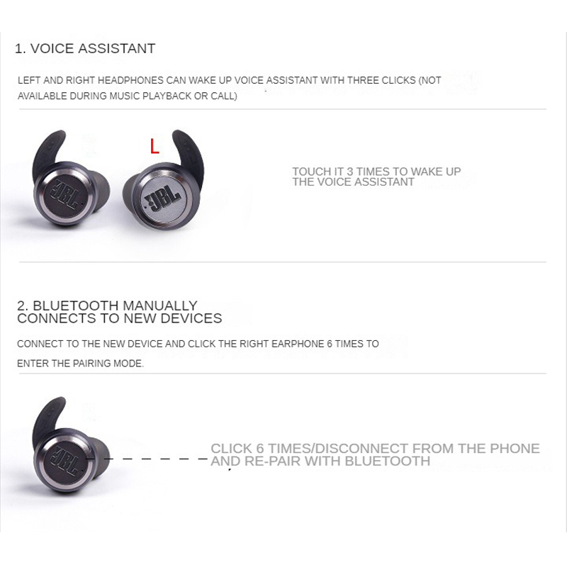 JBL T280 TWS Wireless Bluetooth Earphone Sports Earbuds Deep Bass ...