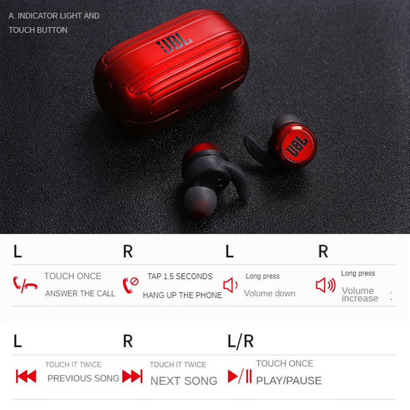 JBL T280 TWS Wireless Bluetooth Earphone Sports Earbuds Deep Bass ...