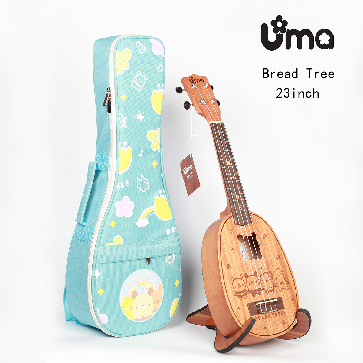 original UMA bread tree 23inch pineapple ukulele with Original bag UMA ...