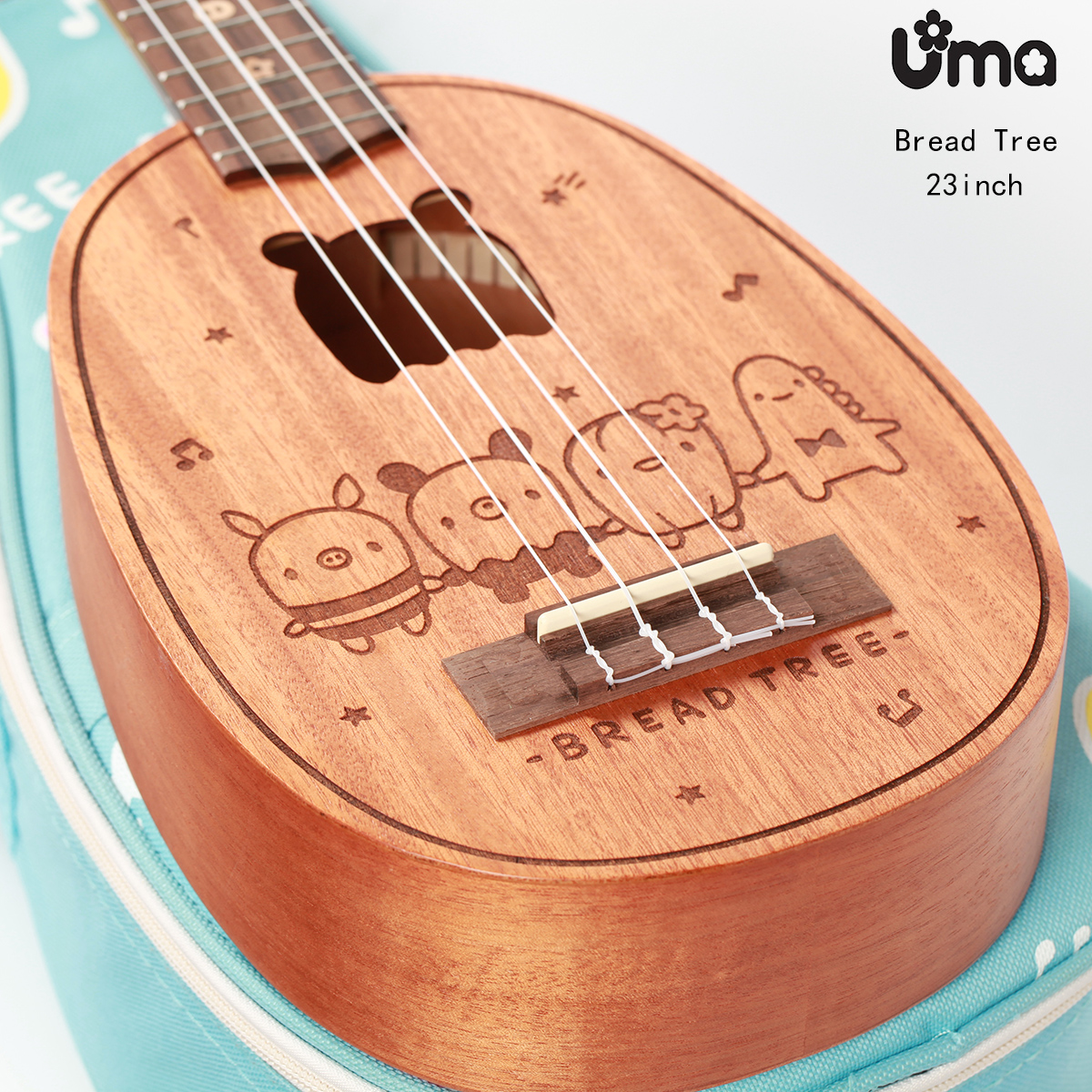 original UMA bread tree 23inch pineapple ukulele with Original bag UMA ...