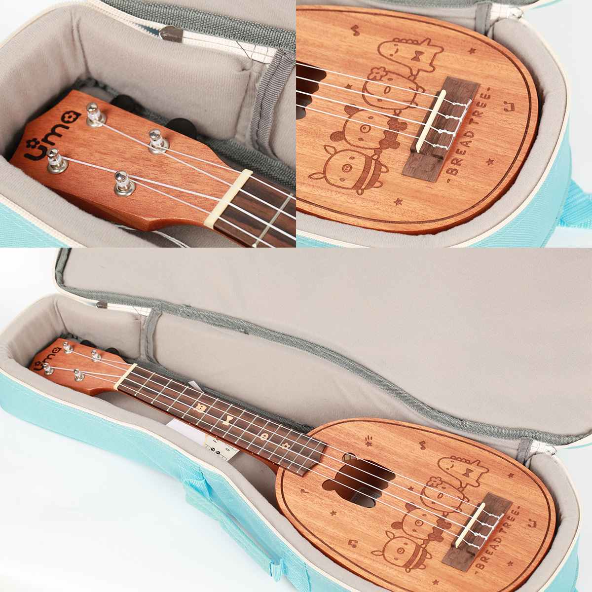 original UMA bread tree 23inch pineapple ukulele with Original bag UMA ...