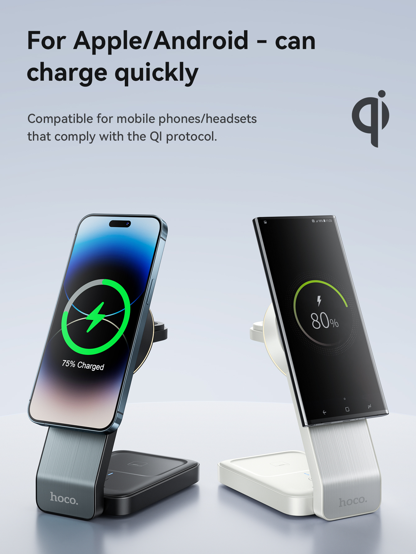 HOCO CQ3 Wireless Charger 3in1 Magnetic Wireless Charging Stand 15W Qi ...